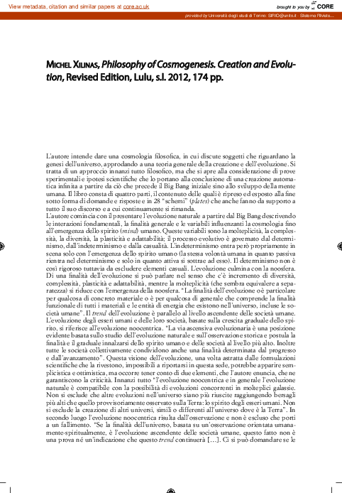 (PDF) Michel Xilinas, "Philosophy of Cosmogenesis. Creation and ...