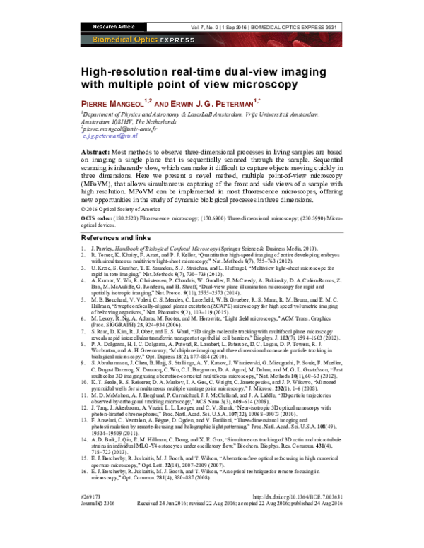 (PDF) High-resolution real-time dual-view imaging with multiple point of view microscopy