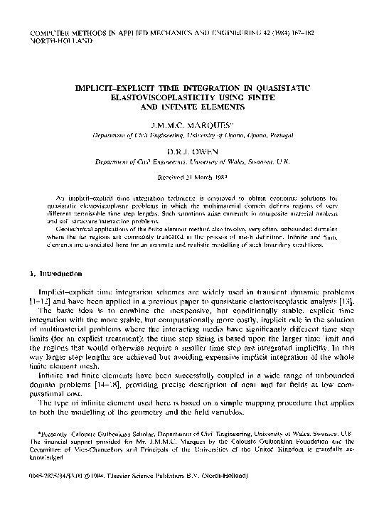 Pdf Implicit Explicit Time Integration In Quasistatic Elastoviscoplasticity Using Finite And