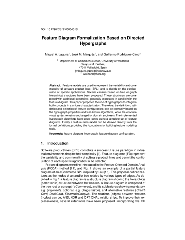(PDF) Feature diagram formalization based on directed hypergraphs