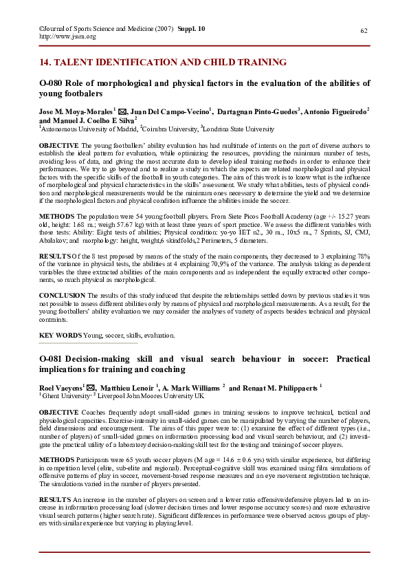 (PDF) 14. Talent Identification and Child Training