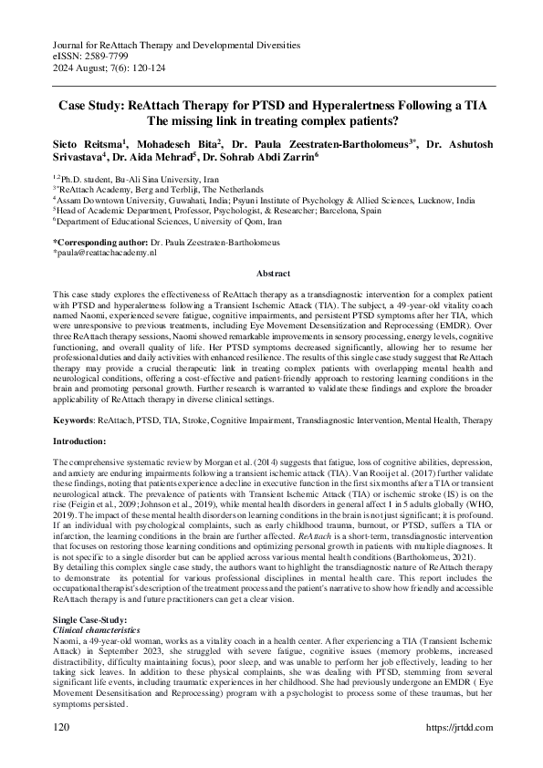 (PDF) Case Study: ReAttach Therapy for PTSD and Hyperalertness ...