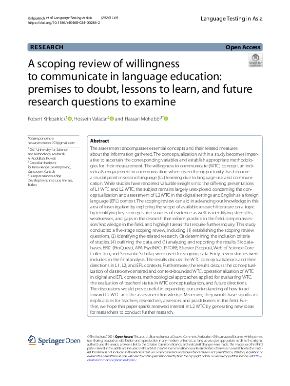 (PDF) A scoping review of willingness to communicate in language ...