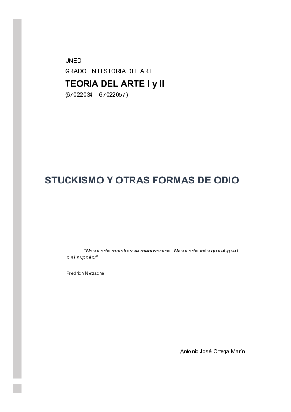 (PDF) STUCKISMO Y OTRAS FORMAS DE ODIO TEORIA DEL ARTE I II