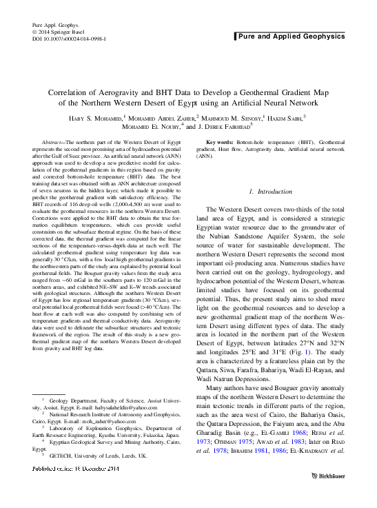 (PDF) Correlation of Aerogravity and BHT Data to Develop a Geothermal Gradient Map of the ...