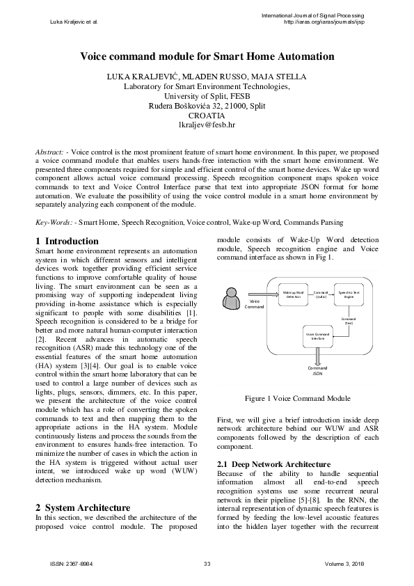 (PDF) Voice Command Module for Smart Home Automation