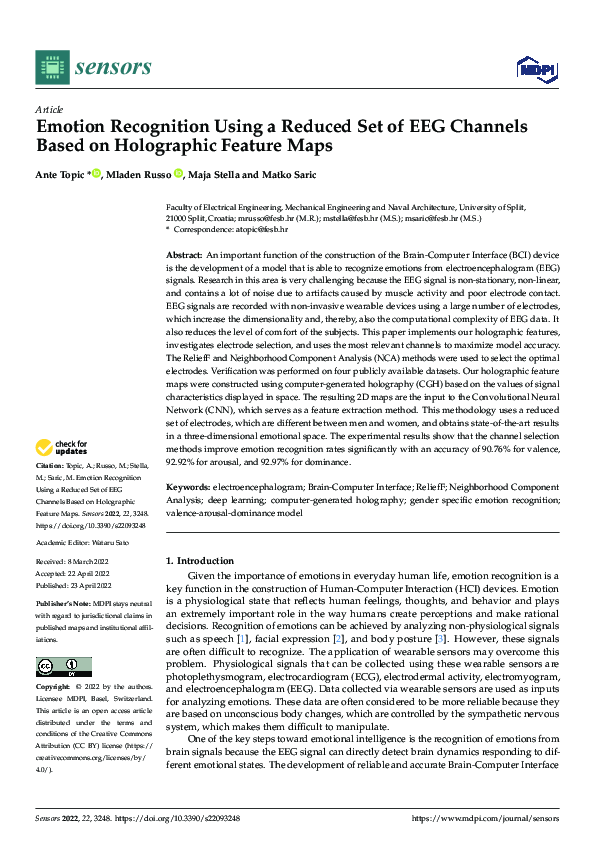 (PDF) Emotion Recognition Using a Reduced Set of EEG Channels Based on ...