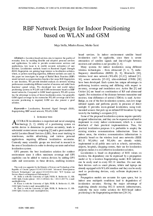 (PDF) RBF Network Design for Indoor Positioning Based on WLAN and GSM