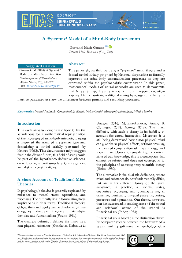 (PDF) A ‘Systemic’ Model of a Mind-Body Interaction