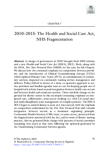 (PDF) 2010–2015: The Health and Social Care Act, NHS Fragmentation