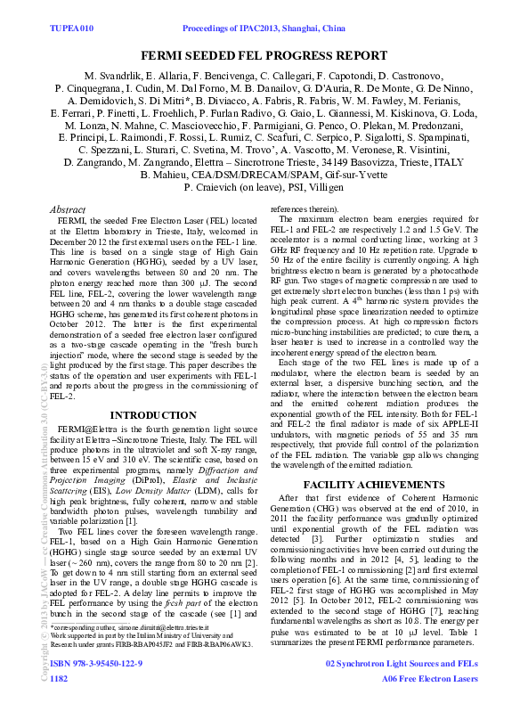 (PDF) FERMI Seeded FEL Progress Report
