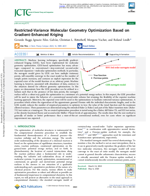 Pdf Restricted Variance Molecular Geometry Optimization Based On