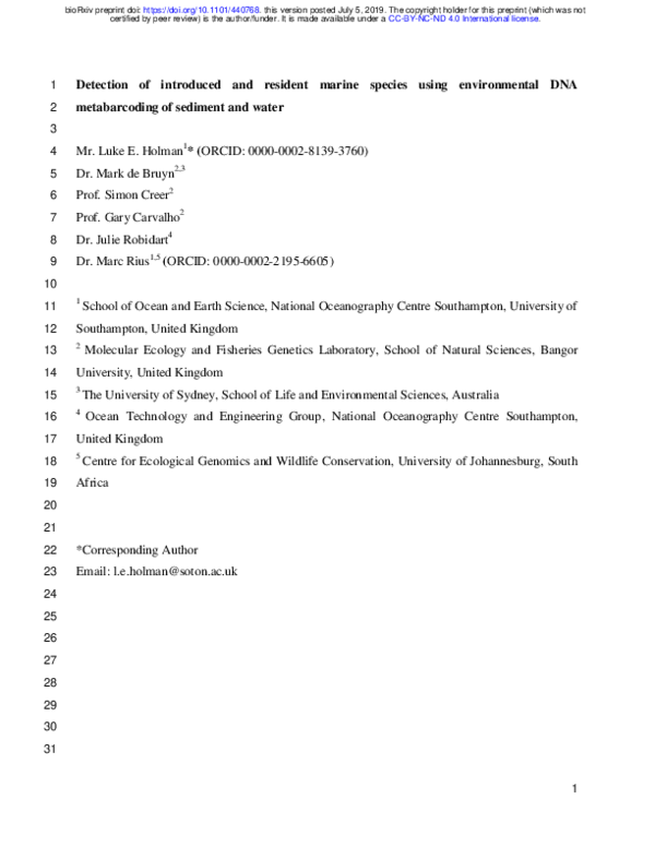 (PDF) Detection of introduced and resident marine species using ... (PDF) Detection of introduced and resident marine species using ...