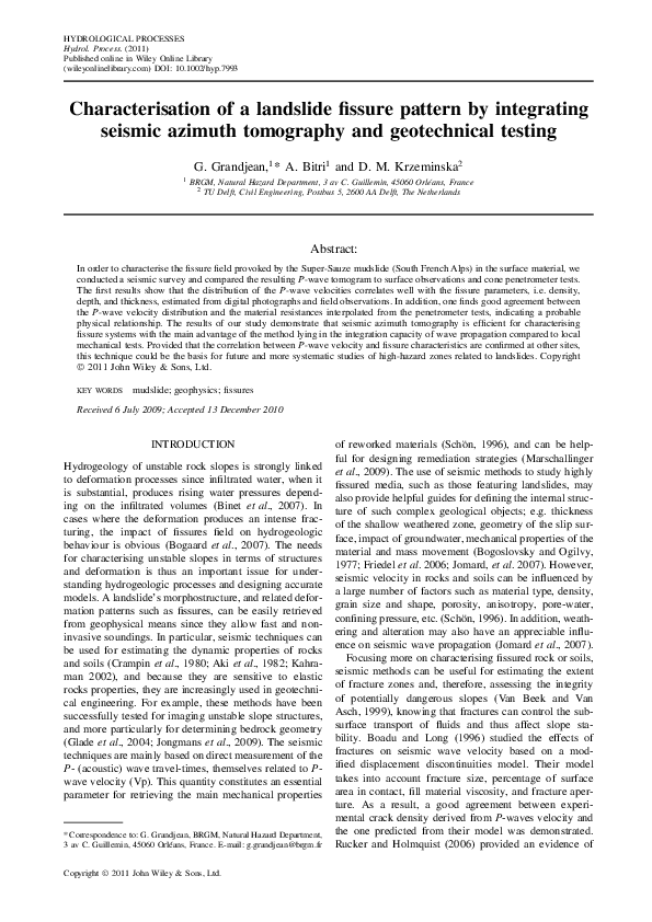 (PDF) Characterisation of a landslide fissure pattern by integrating ...