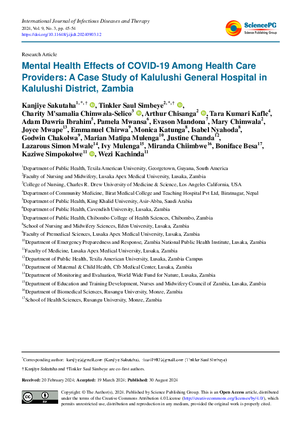 (PDF) Mental Health Effects of COVID-19 Among Health Care Providers: A ...