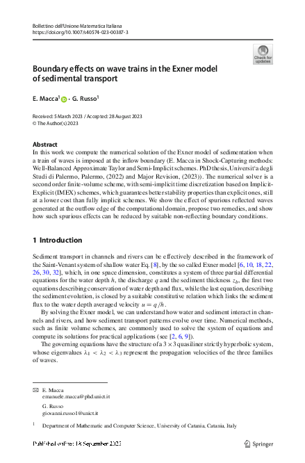 (PDF) Boundary effects on wave trains in the Exner model of sedimental transport