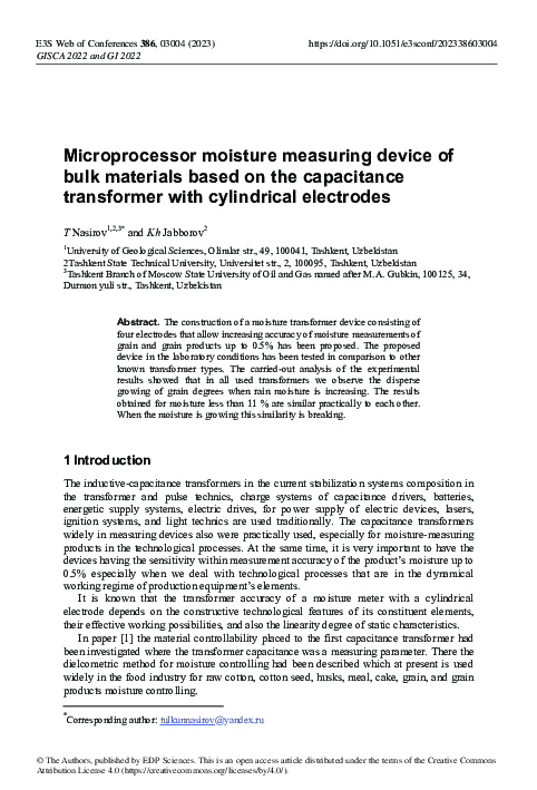 (PDF) Microprocessor moisture measuring device of bulk materials based ...