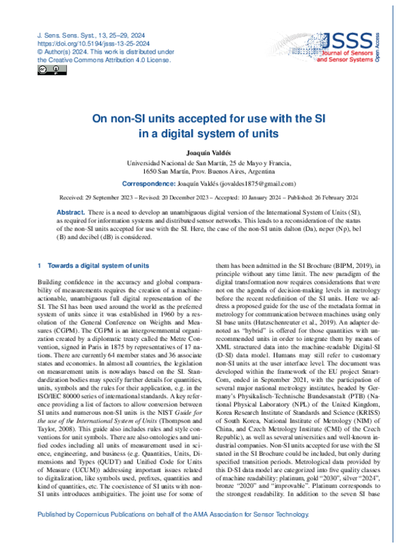 (PDF) On non-SI units accepted for use with the SI in a digital system ...