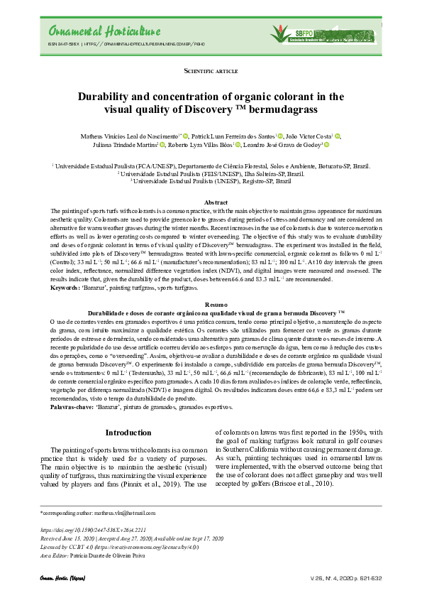 (PDF) Durabilidade e doses de corante orgânico na qualidade visual de ...