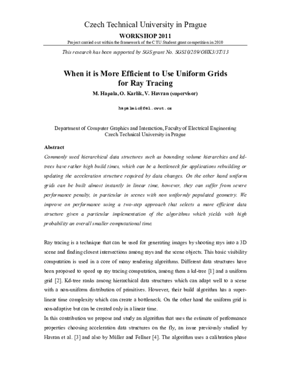 (PDF) When it is More Efficient to Use Uniform Grids for Ray Tracing