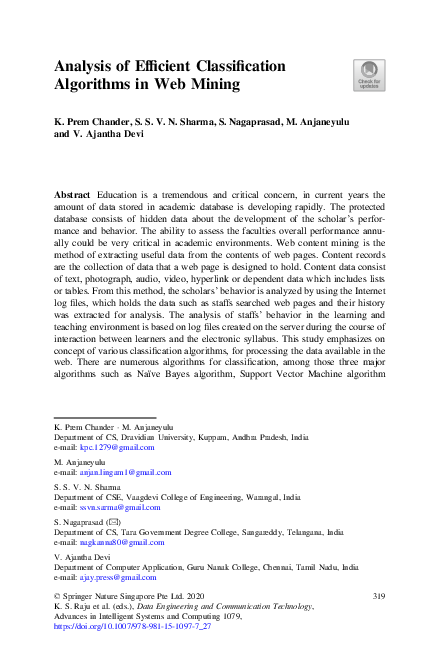 (PDF) Efficient Classification in Web Mining Education