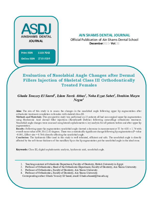 (PDF) Evaluation of Nasolabial Angle Changes after Dermal Fillers ...
