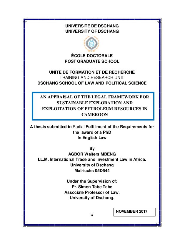 (PDF) AN APPRAISAL OF THE LEGAL FRAMEWORK FOR SUSTAINABLE EXPLORATION ...