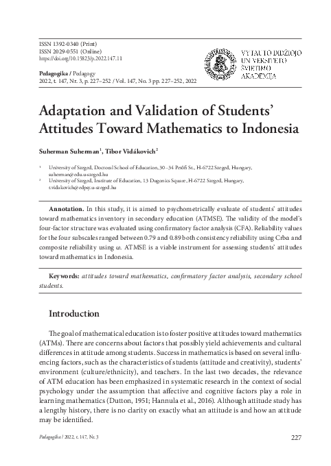 (PDF) Adaptation and Validation of Students’ Attitudes Toward ...