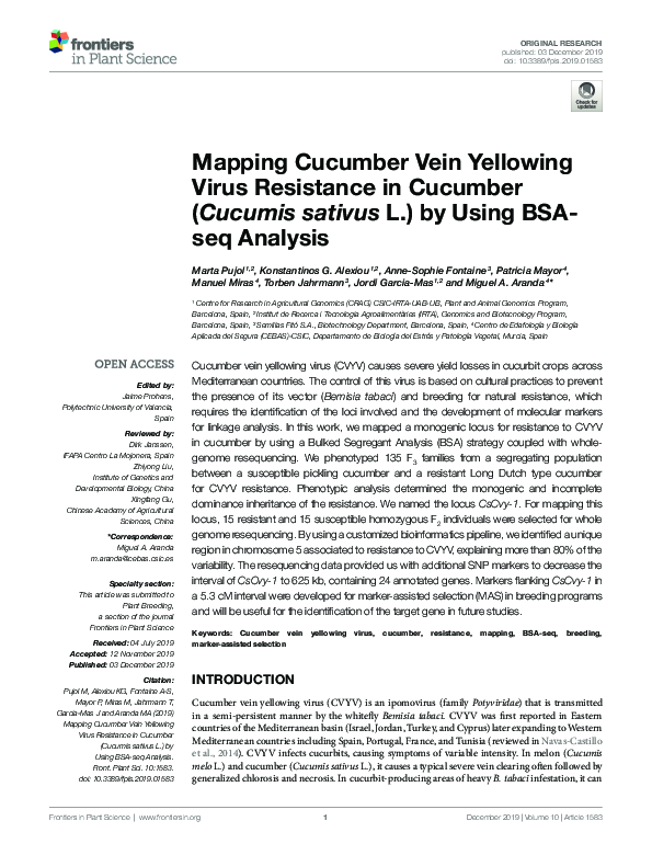 (PDF) Mapping Cucumber Vein Yellowing Virus Resistance in Cucumber ...