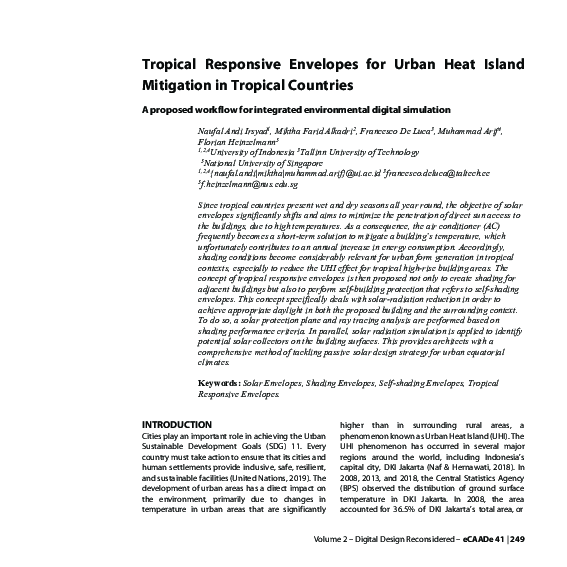 (PDF) Tropical Responsive Envelopes for Urban Heat Island mitigation in ...