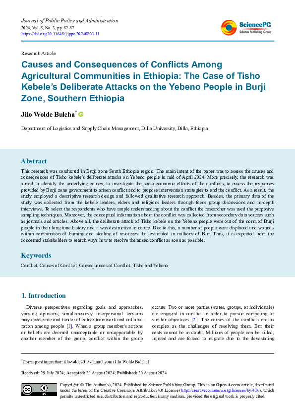(PDF) Causes and Consequences of Conflicts Among Agricultural Communities in Ethiopia: The Case ...