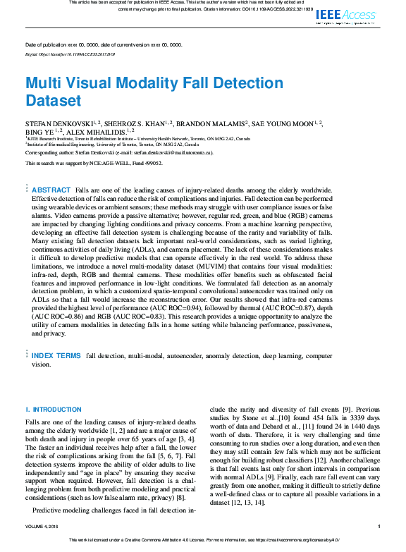 (PDF) Multi Visual Modality Fall Detection Dataset
