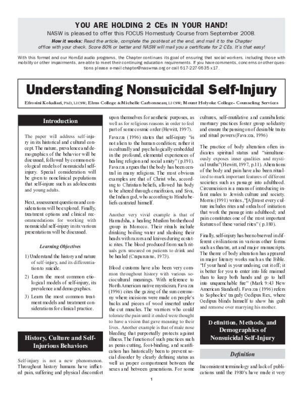 (PDF) Understanding Nonsuicidal Self-Injury