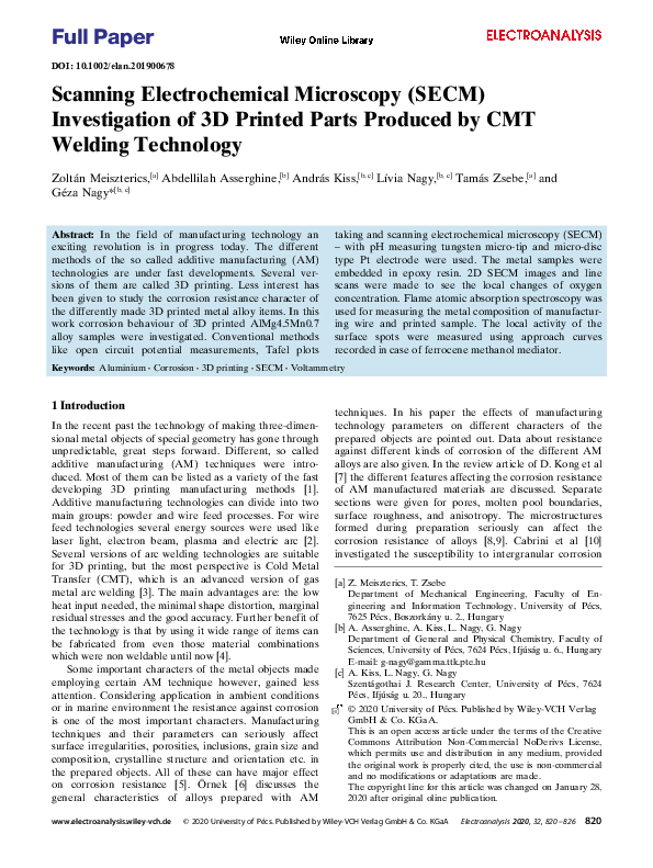 (PDF) Scanning Electrochemical Microscopy (SECM) Investigation of 3D ...