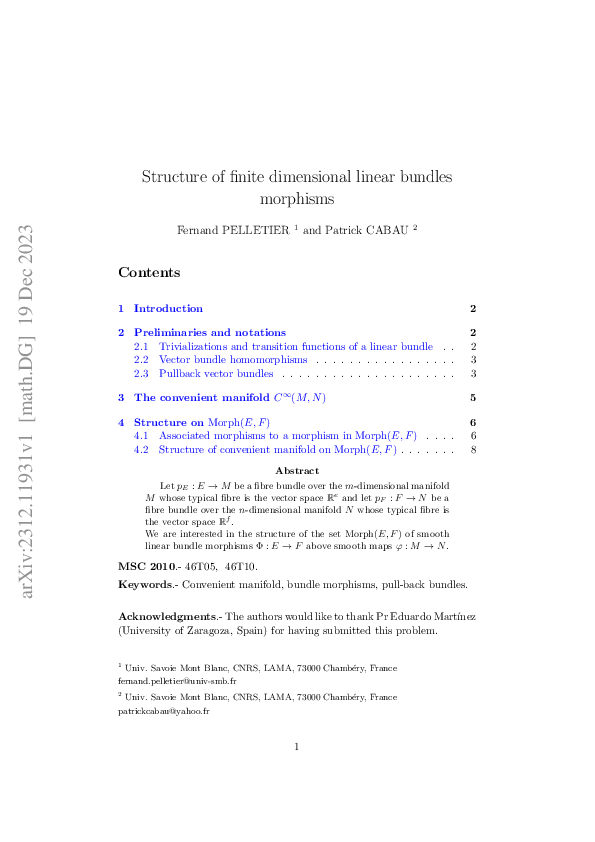 (PDF) Structure of finite dimensional linear bundles morphisms