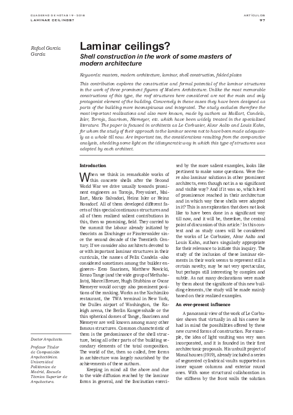 (PDF) Laminar ceilings? Shell construction in the work of some masters ...