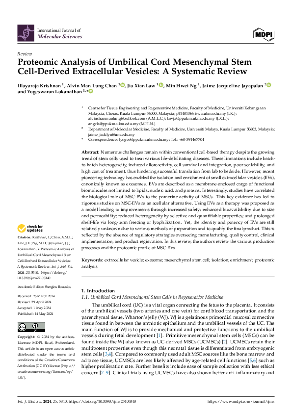 (PDF) Proteomics of MSC-Derived Extracellular Vesicles