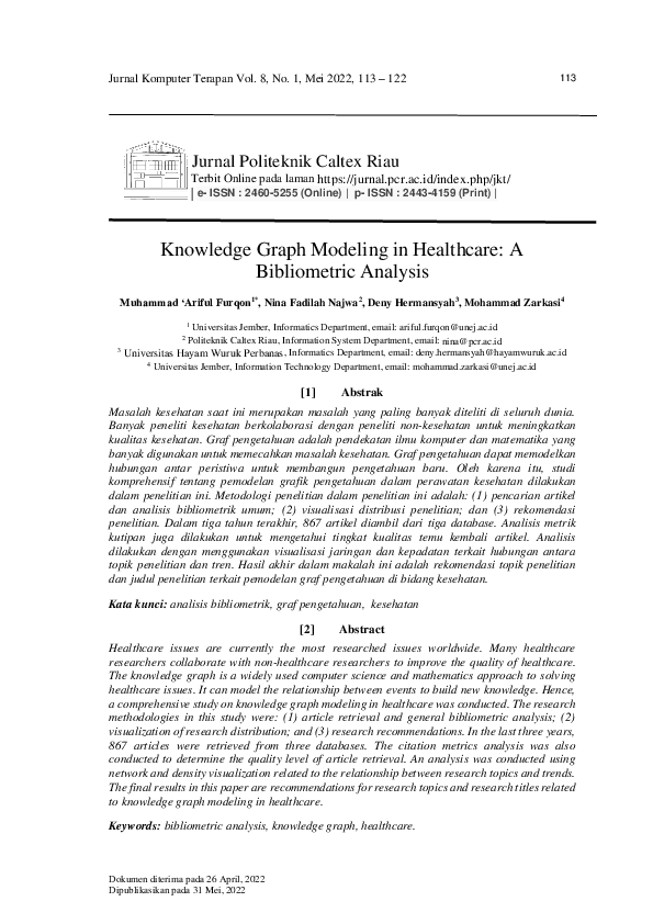 (PDF) Knowledge Graph Modeling in Healthcare: A Bibliometric Analysis