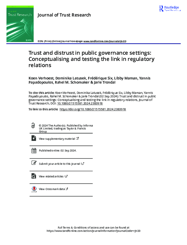 (PDF) Trust and distrust in public governance settings: Conceptualising ...