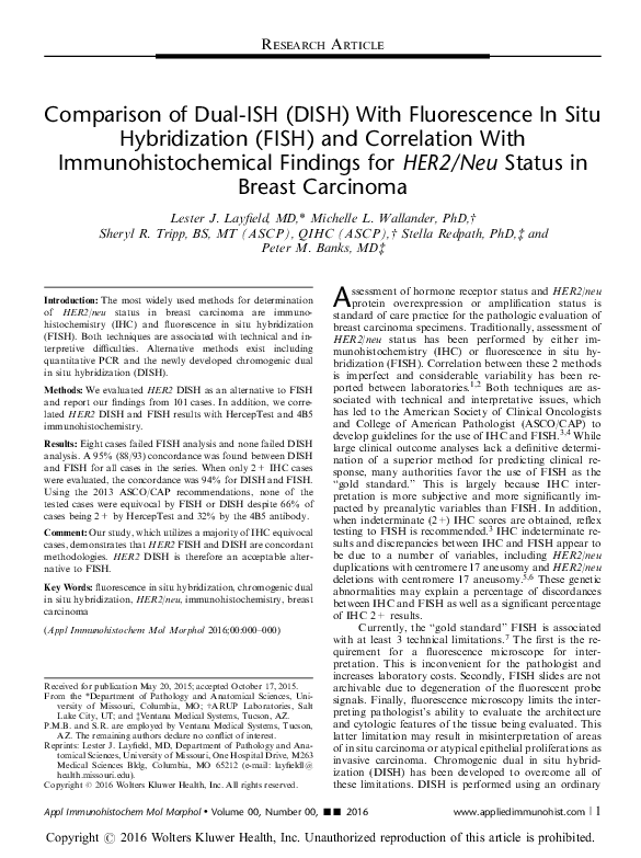 (PDF) Comparison of Dual-ISH (DISH) With Fluorescence In Situ ...