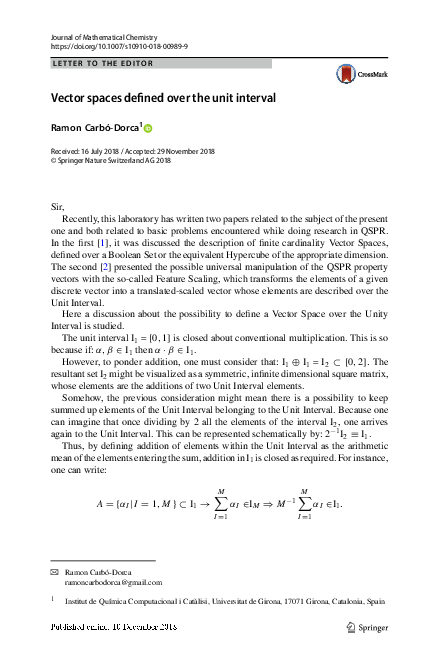 (PDF) Vector spaces defined over the unit interval