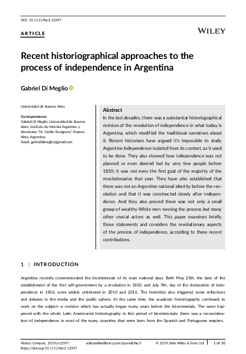 (PDF) Recent historiographical approaches to the process of ...