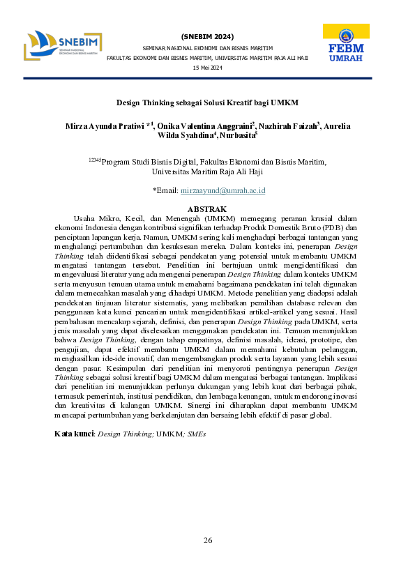 (PDF) Design Thinking sebagai Solusi Kreatif bagi UMKM