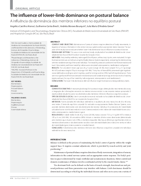 (PDF) The influence of lower-limb dominance on postural balance