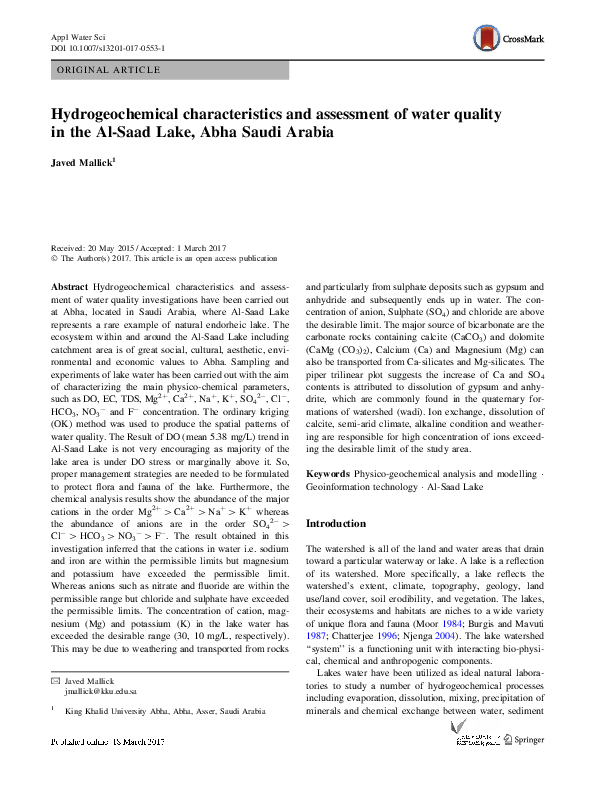 (PDF) Hydrogeochemical Characteristics and Assessment of Groundwater Quality in Cox's Bazar Town ...