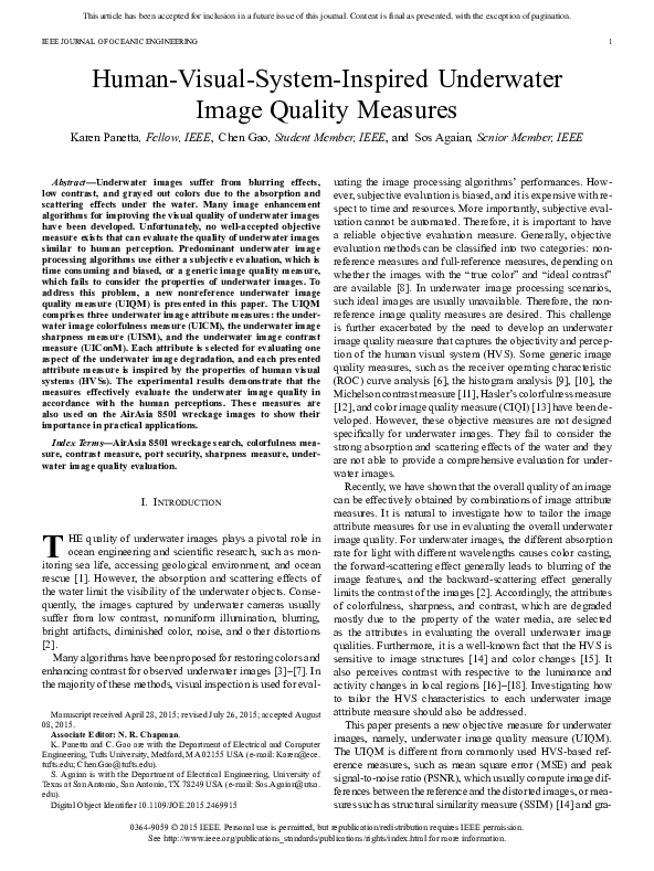 (PDF) Human-Visual-System-Inspired Underwater Image Quality Measures