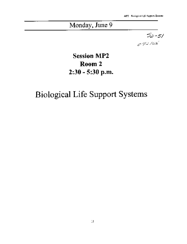 (PDF) Biological Life Support Systems