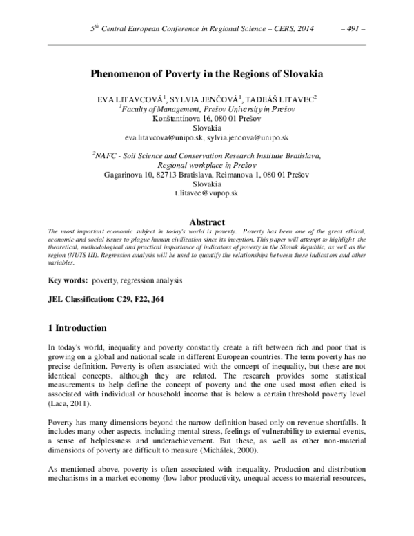 (PDF) Phenomenon of Poverty in the Regions of Slovakia