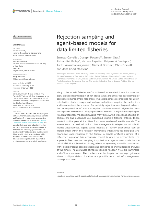 (PDF) Rejection sampling and agent-based models for data limited fisheries