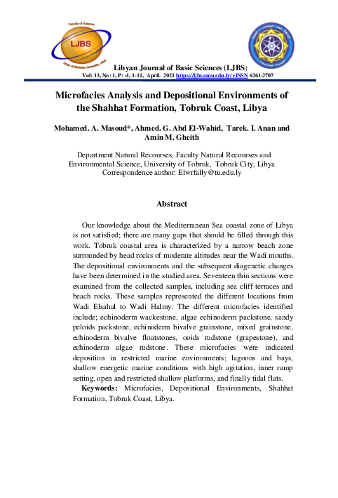 (PDF) Microfacies Analysis and Depositional Environments of the Shahhat ...